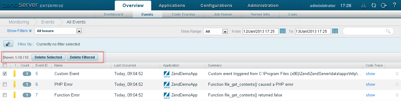 Touring the User Interface- Zend Server 6.3
