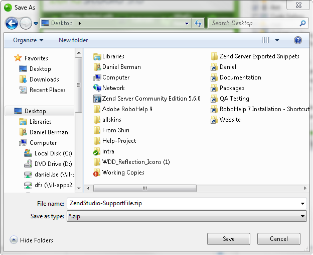Working with the Support Tool
