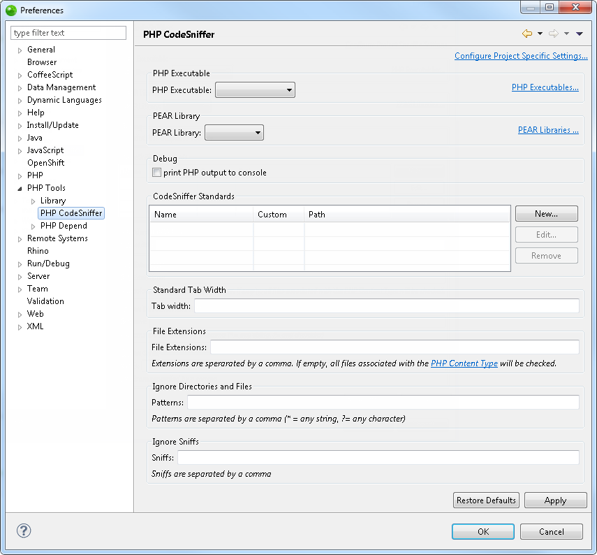 Working with PHP_CodeSniffer