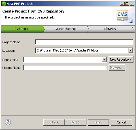 Creating a New Project from CVS